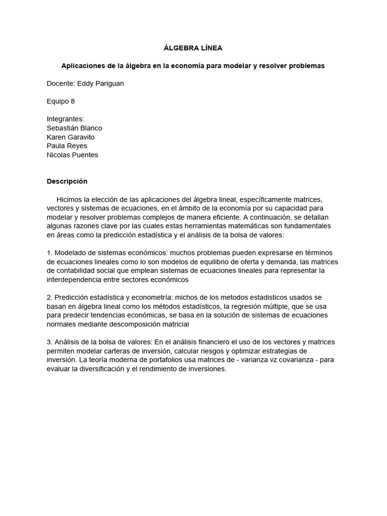 Aplicaciones de La Álgebra | PDF