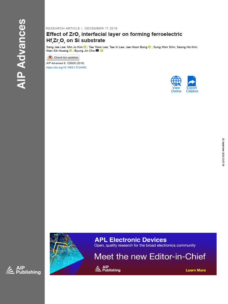 2.effect of ZrO2 Interfacial Layer On Forming Ferroelectric HfxZryOz On ...