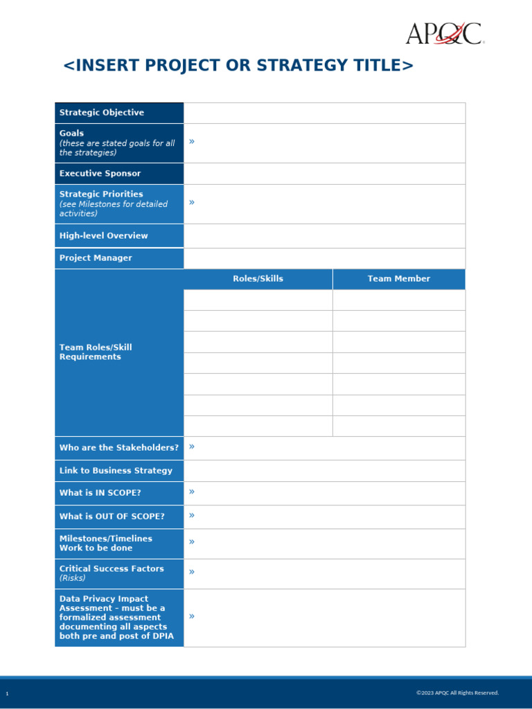 K09326 - Strategic Initiative Charter Template | PDF