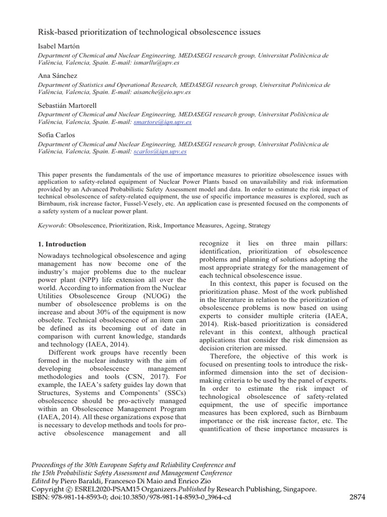 Risk-Based Prioritization of Technological Obsolescence Issues | PDF | Reliability Engineering ...