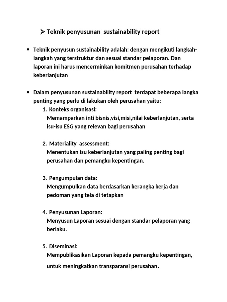 Teknik - Penyusunan - Sustainability - Report - 2 | PDF