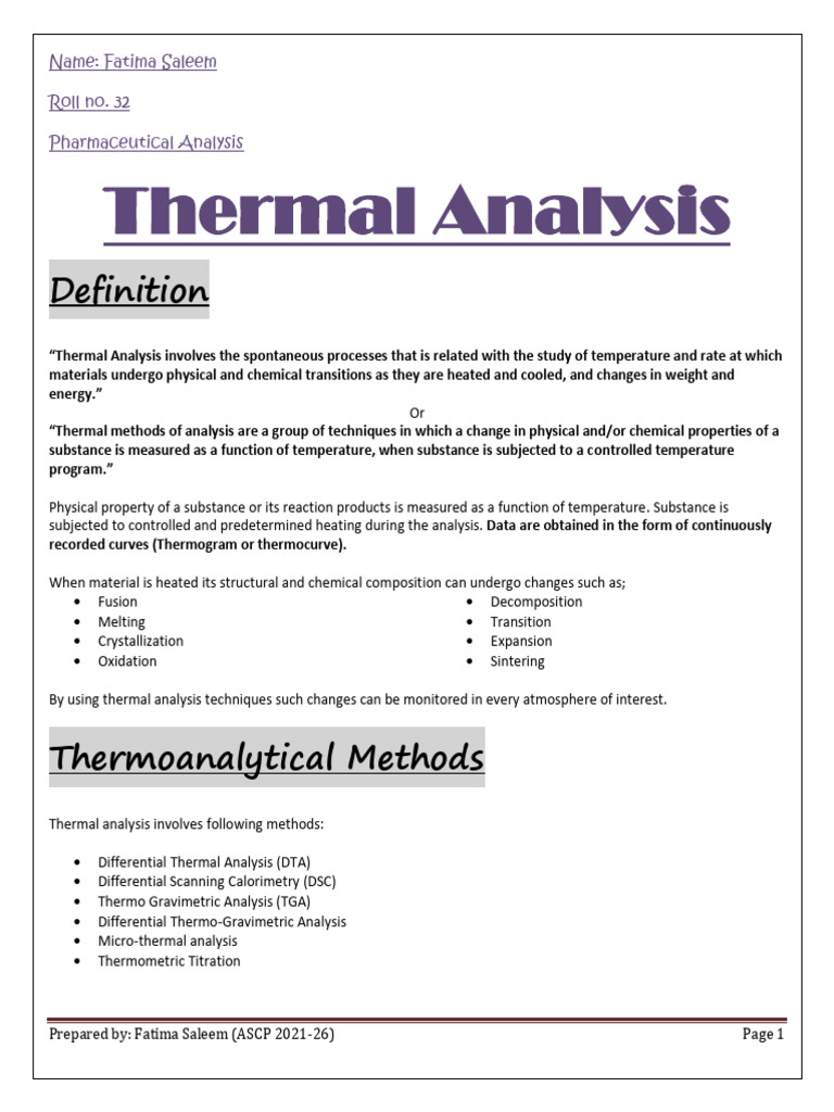 Thermal Analysis (ASCP-26) | PDF | Differential Scanning Calorimetry | Thermogravimetric Analysis