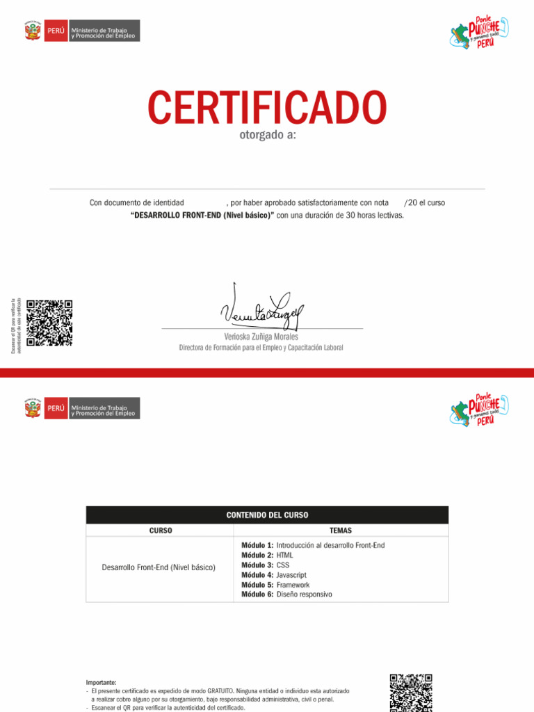 Certificado Desarrollo Web Front-End | PDF