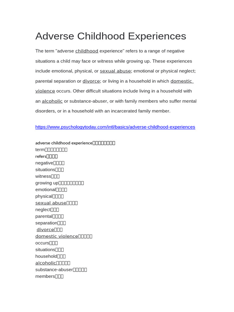 Adverse Childhood Experiences | PDF
