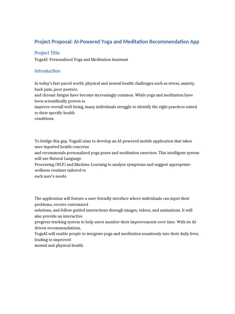 YogaAI Project Proposal Spaced | PDF | Artificial Intelligence ...
