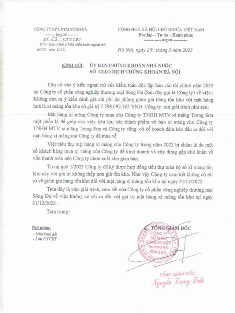 1 STP 2023 3 16 6624903 Giai Trinh So Lieu BCTC Nam 2022 | PDF