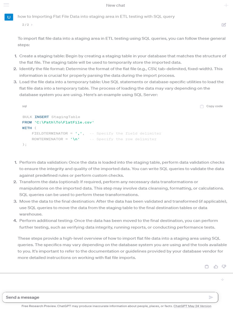 Import Flat File Into Staging Area | PDF | Sql | Databases
