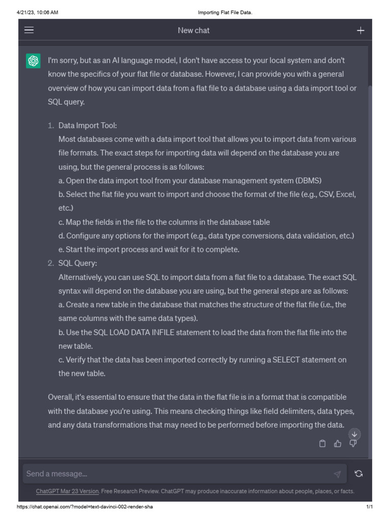 Importing Flat File Data | PDF | Databases | Sql