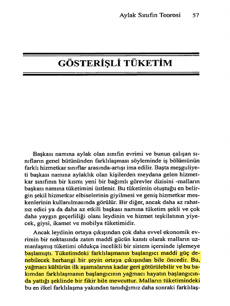 Thorstein Veblen Aylak SınıfınTeorisi Babil Yayınları | PDF