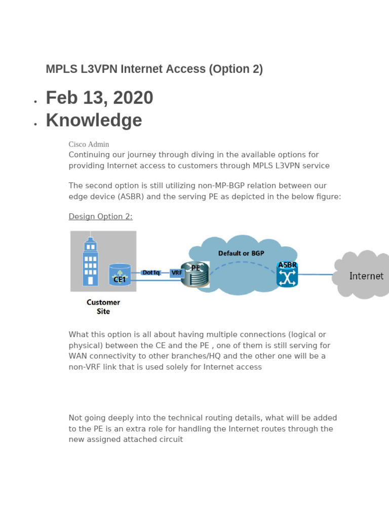 MPLS L3VPN Internet Access 2 | PDF | Router (Computing) | Networking