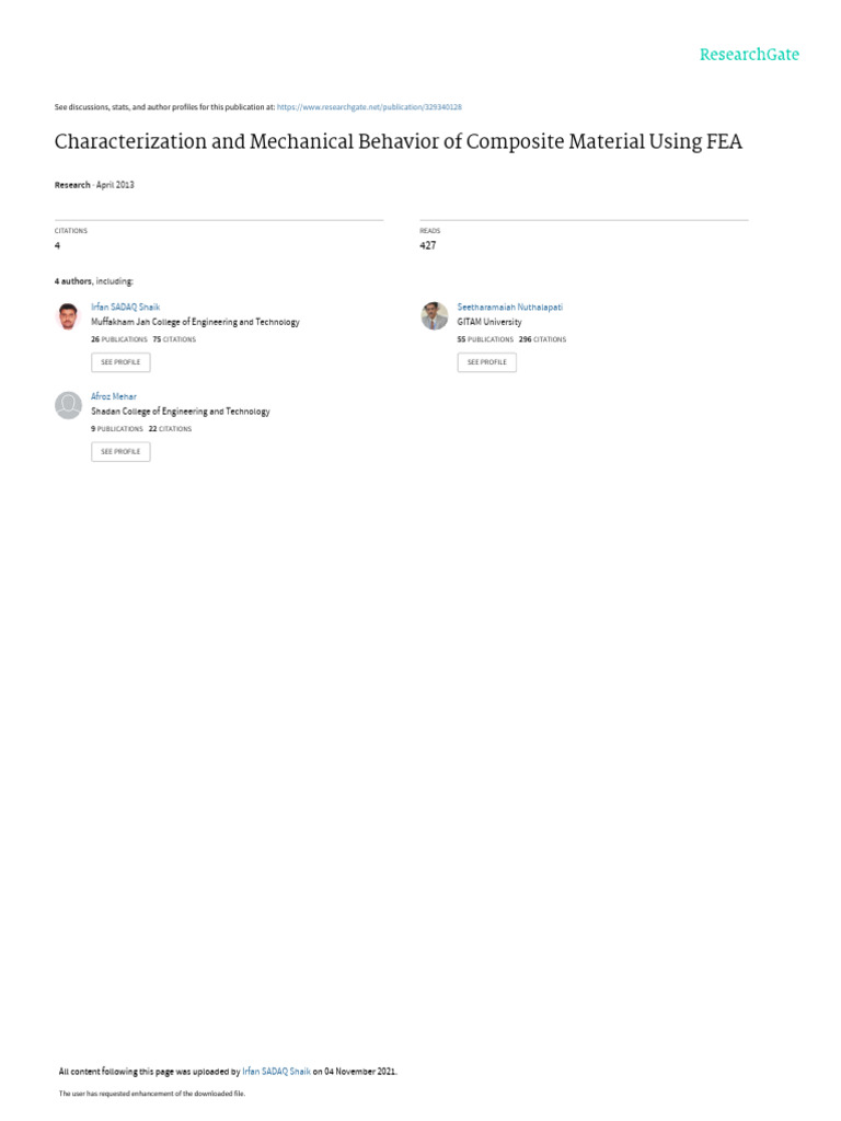 Characterizationand Mechanical Behaviorof Composite Material Using FEA ...
