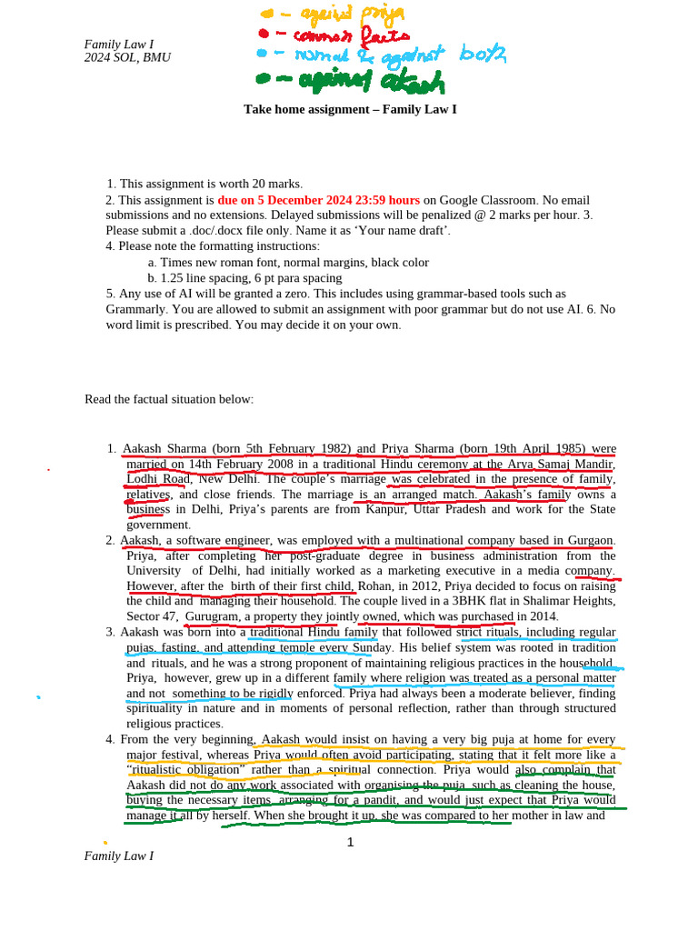 Drafting Assignment Family Law I | PDF | Rituals