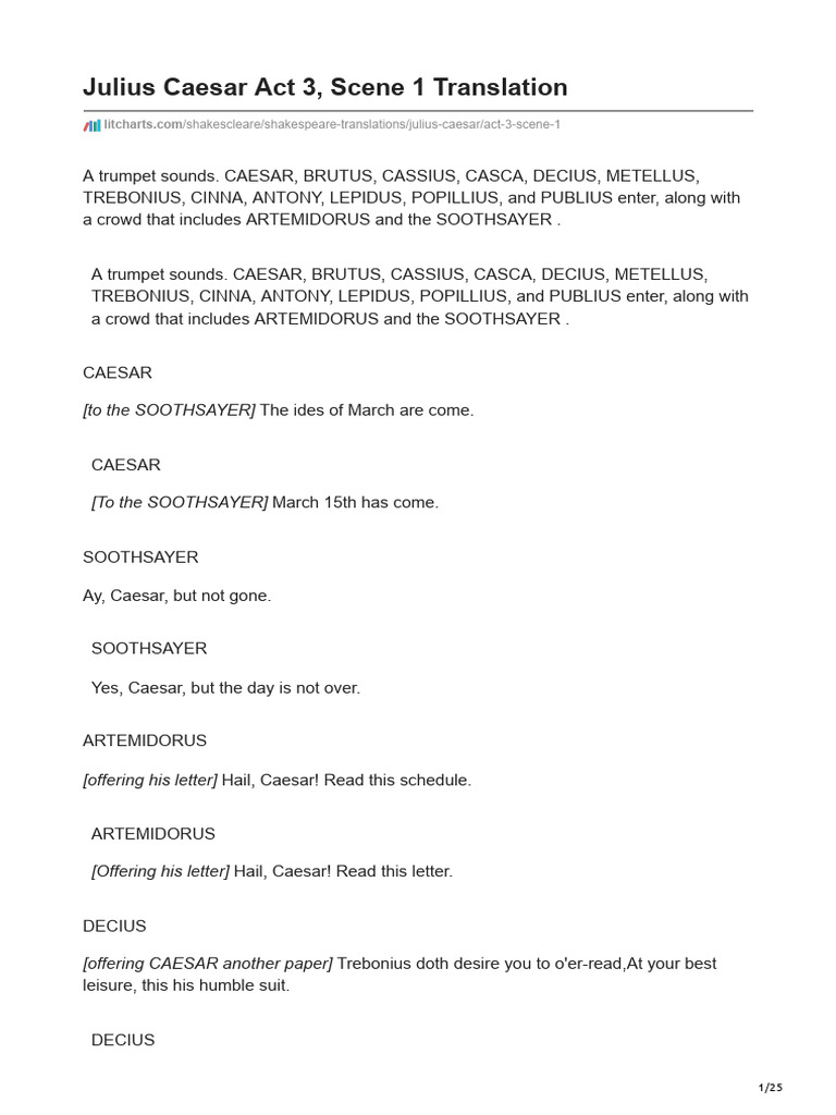 Julius Caesar Act 3 Scene 1 Translation | PDF | Julius Caesar | Mark Antony