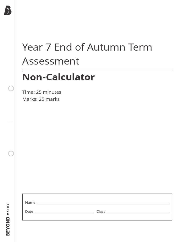 Year 7 Autumn Maths Assessment | PDF | Prime Number | Mathematical Objects