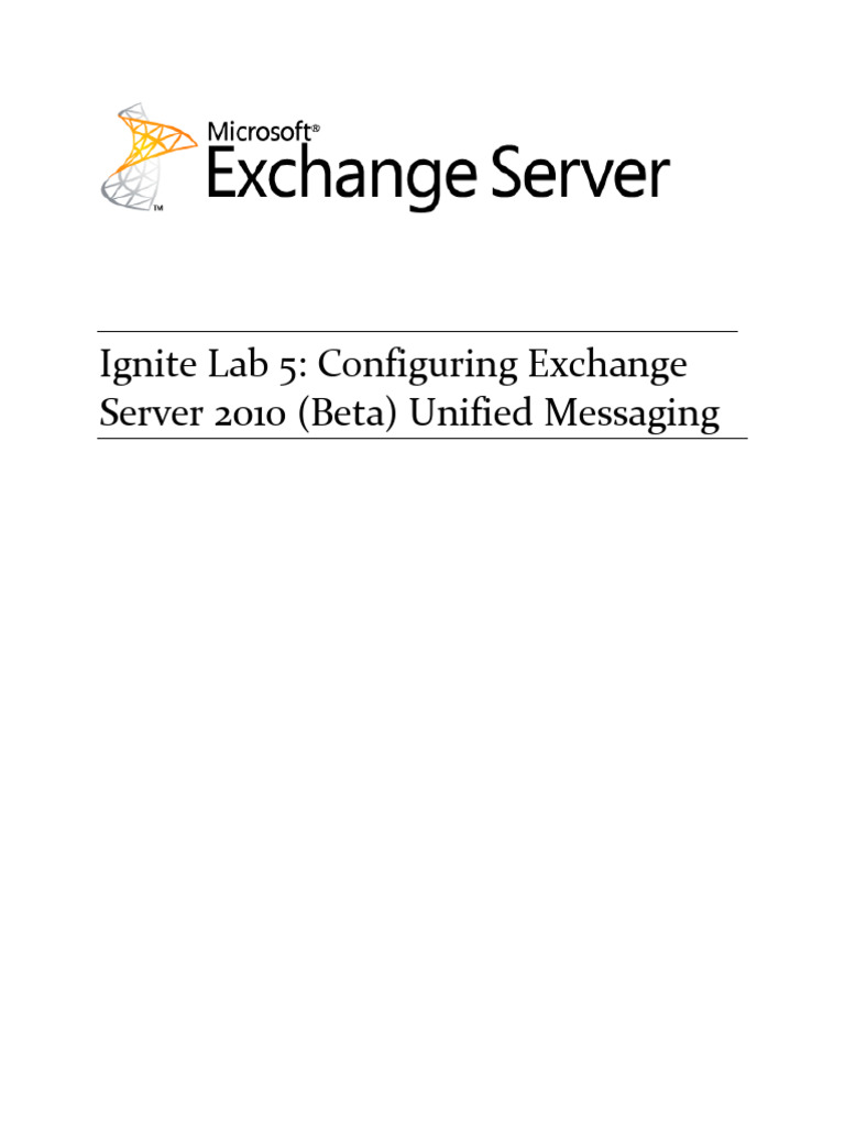 Lab 05 - Configuring Exchange Server 2010 Unified Messaging | PDF | Voicemail | Hyper V