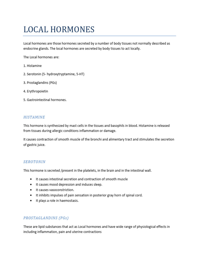 Local Hormones | PDF