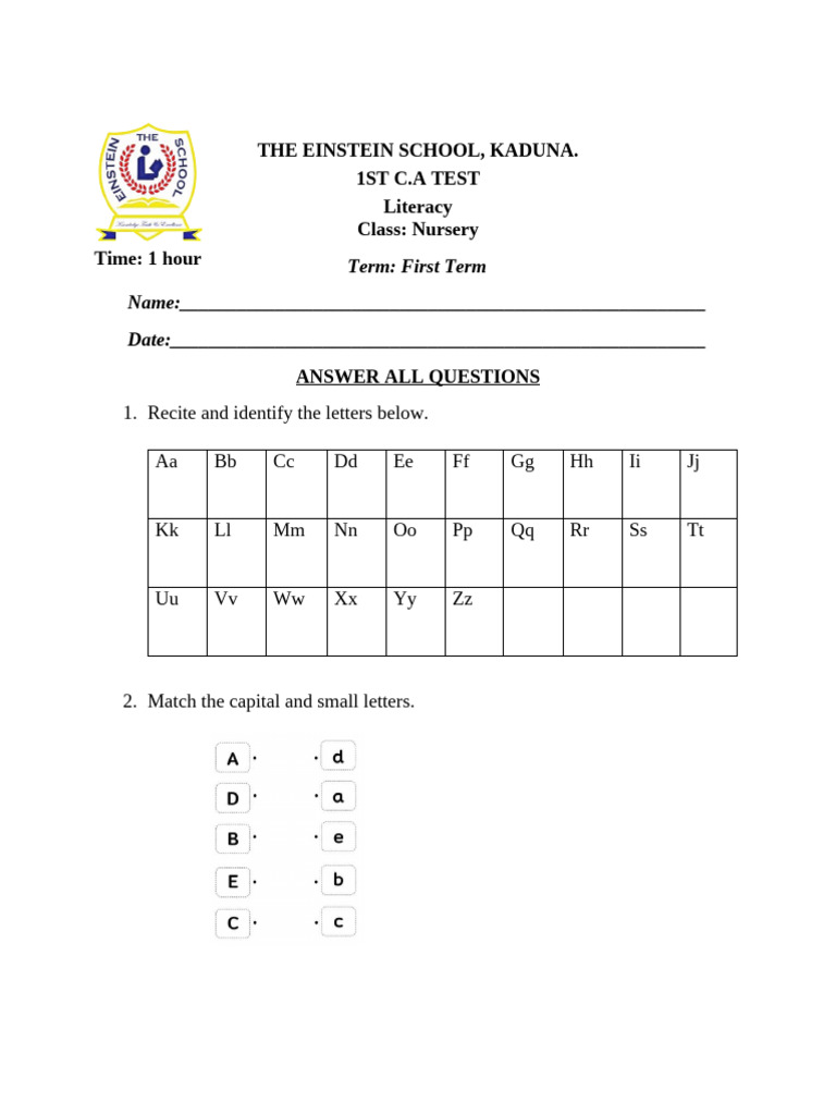 Literacy 1ST Ca First Term Einstein | PDF