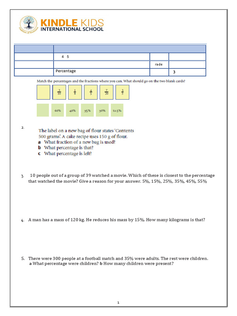 Percentage Calculations Practice Paper | PDF
