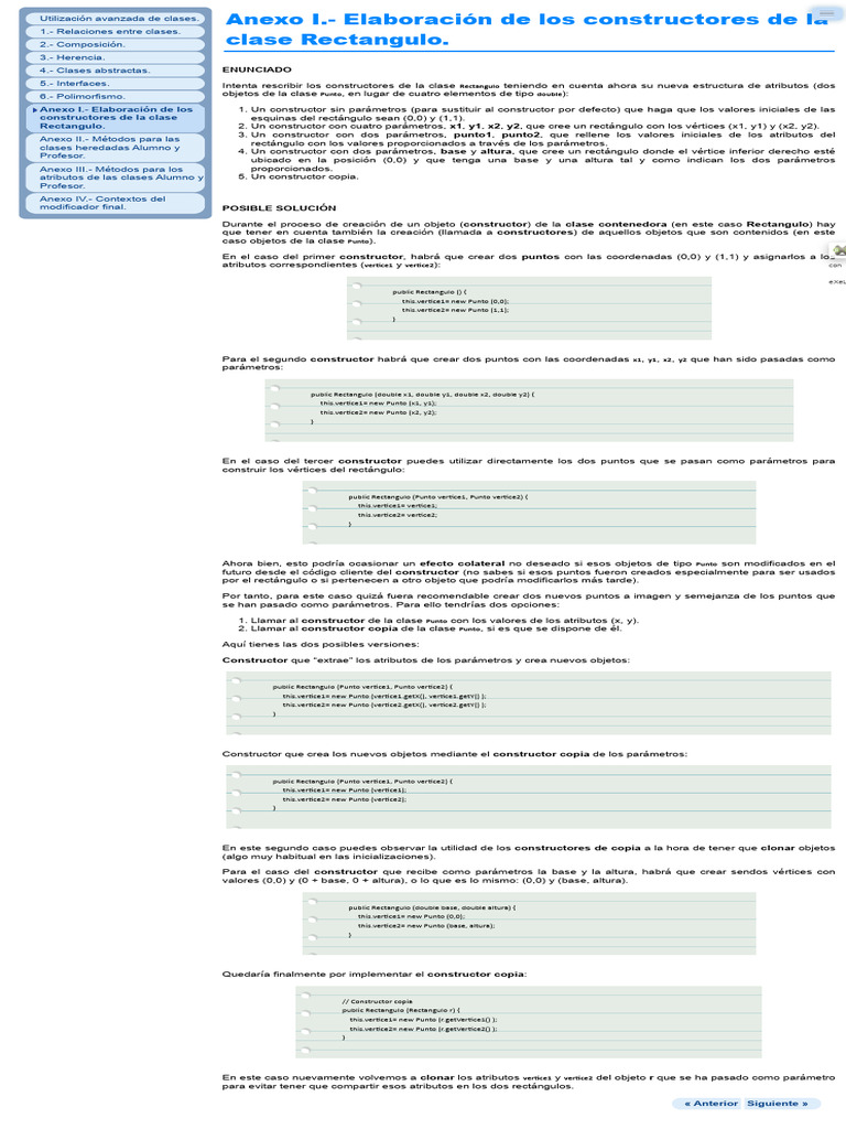 Constructores de la clase Rectángulo | PDF | Constructor (Programación ...