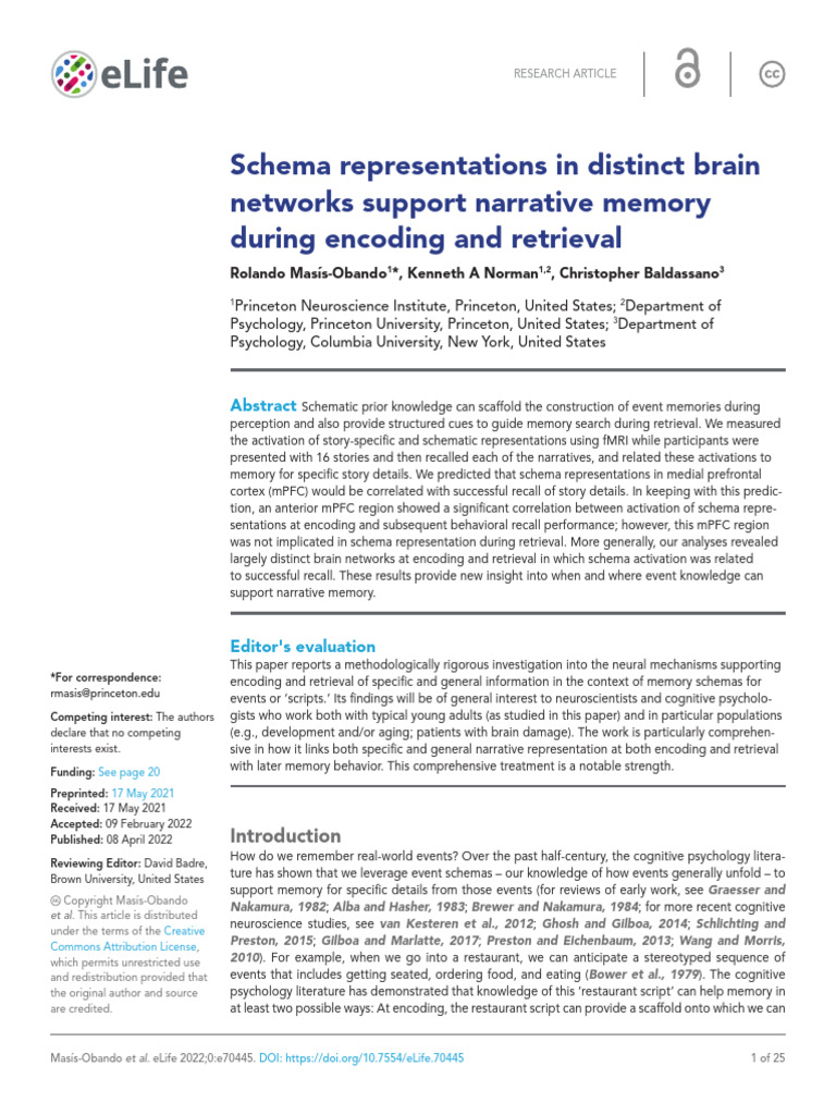 elife-70445-v1 | PDF | Prefrontal Cortex | Memory