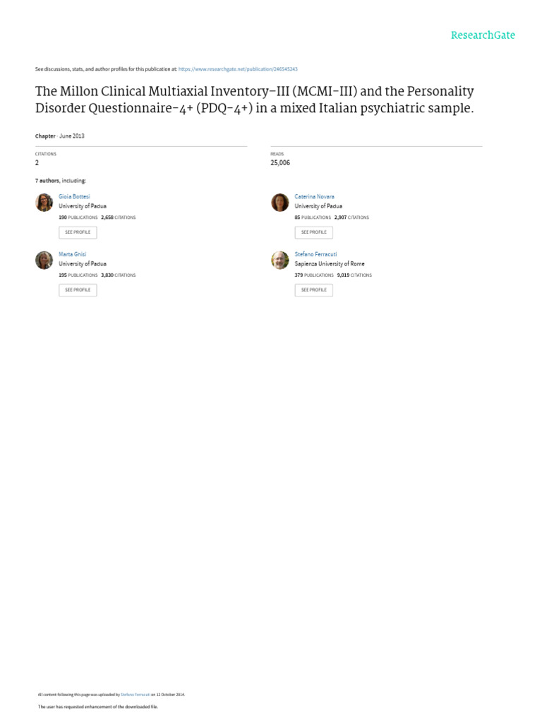 The Millon Clinical Multiaxial Inventory III MCMI III and The ...