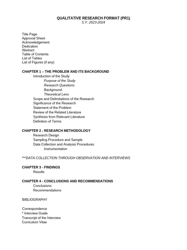 Qualitative Research Format Guide | PDF