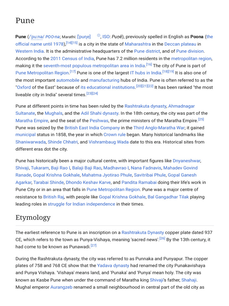 Pune - Wikipedia | PDF