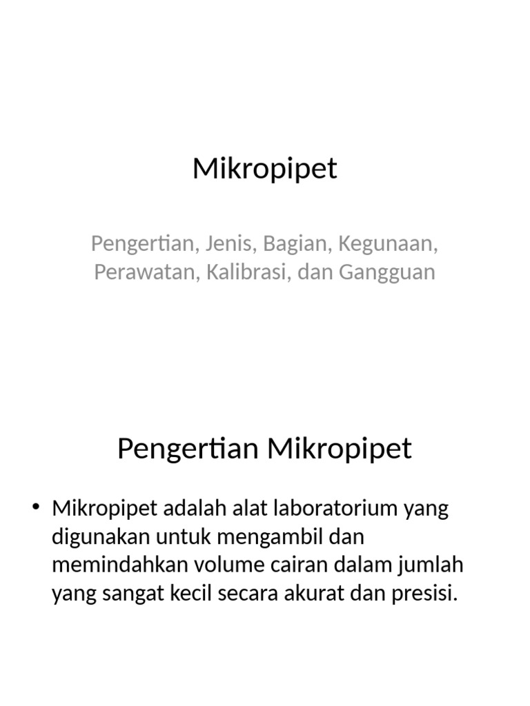 Mikropipet: Jenis dan Perawatannya | PDF