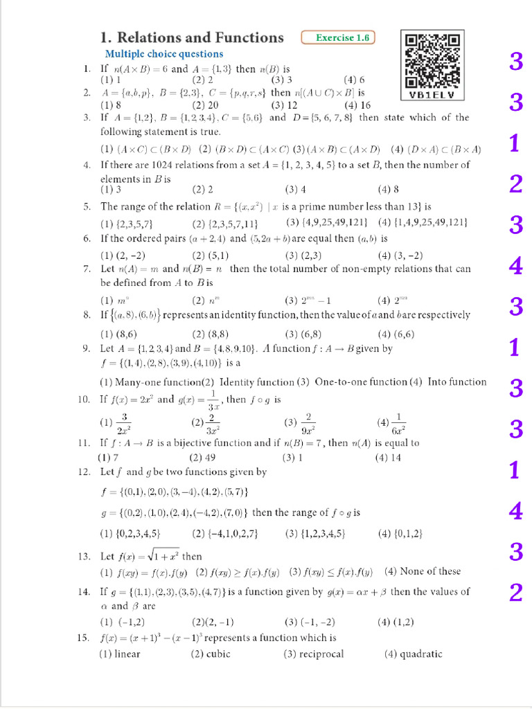 10th Maths One Mark Questions | PDF