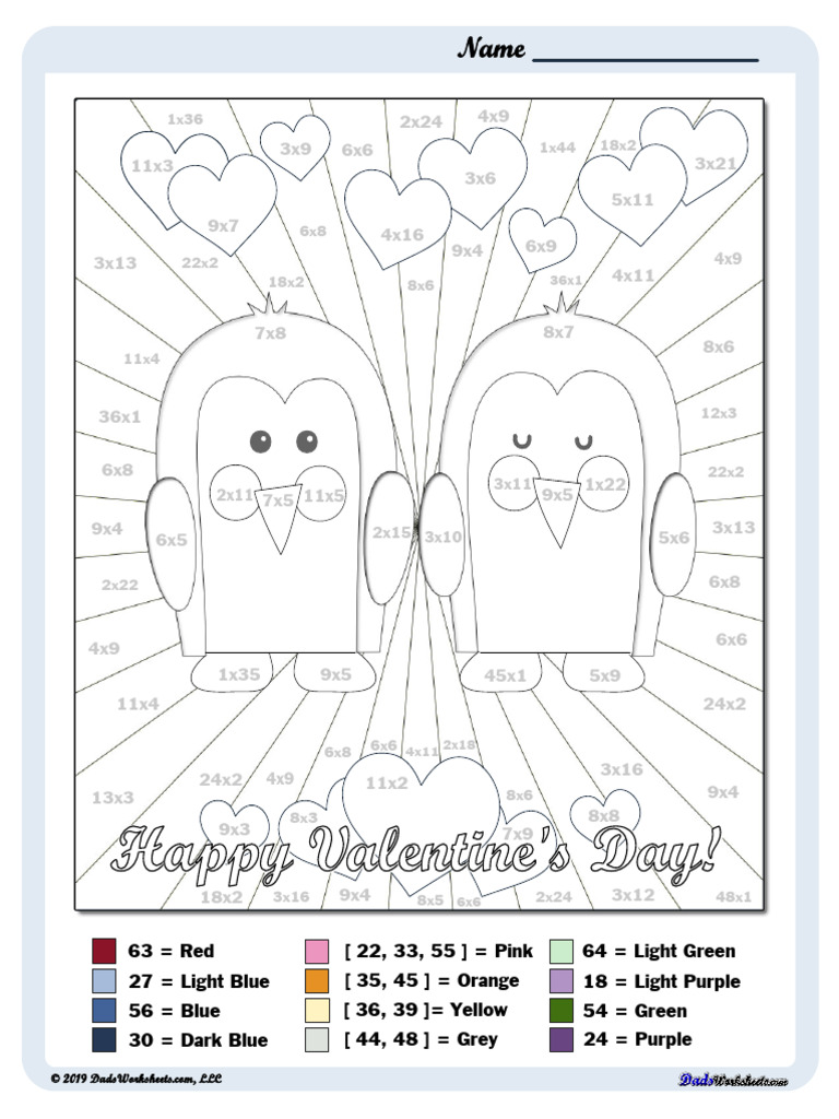 Valentine's Day Math Worksheet | PDF | Rainbow | Graphic Design