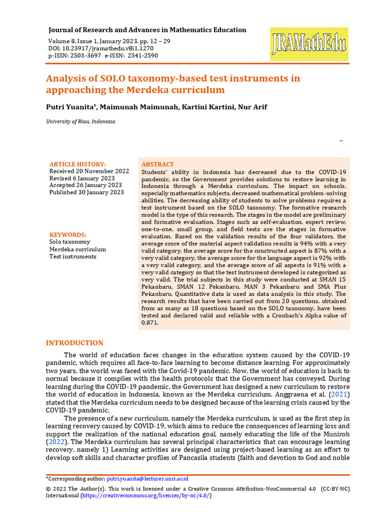 Final Artikel+Putri+Yuanita | PDF | Validity (Statistics) | Likert Scale