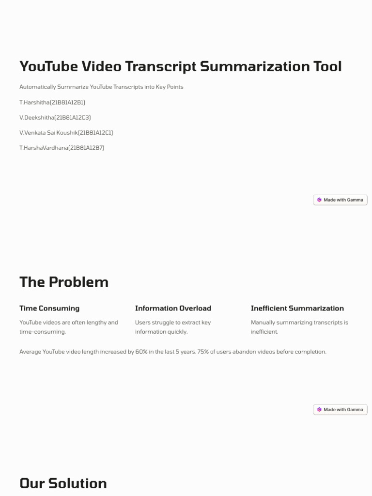 YouTube Video Transcript Summarization Tool | PDF | You Tube ...
