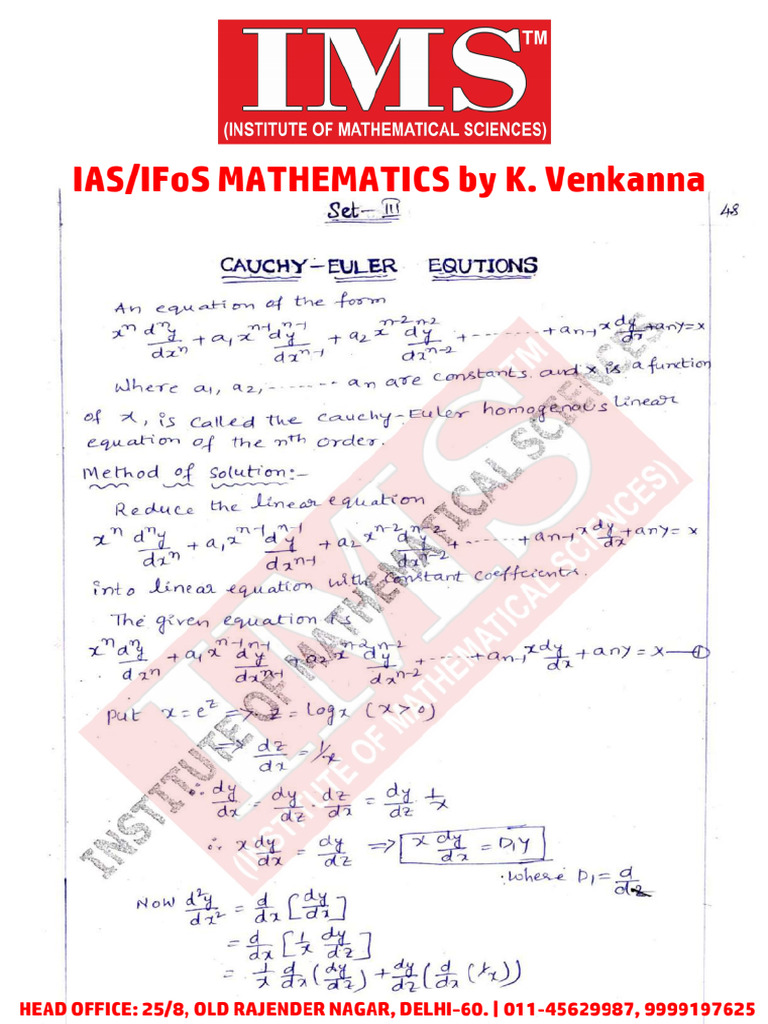 Set 3 Cauchy Euler Equation Pdf 2584
