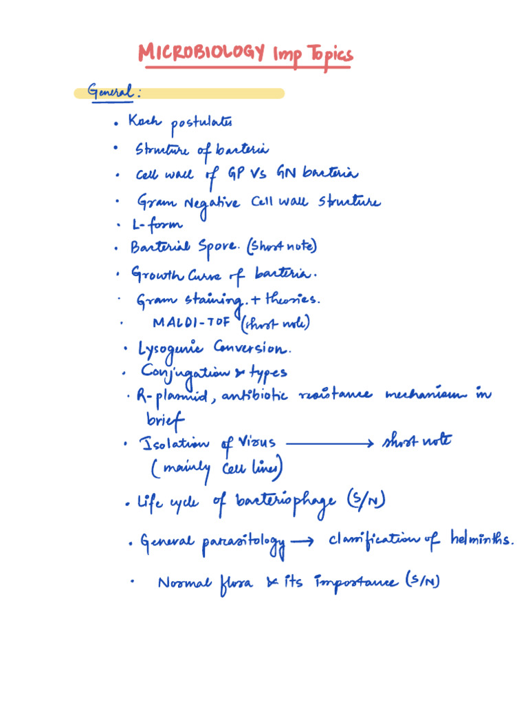 Microbiology Important Topics | PDF | Immune System | Pathogen