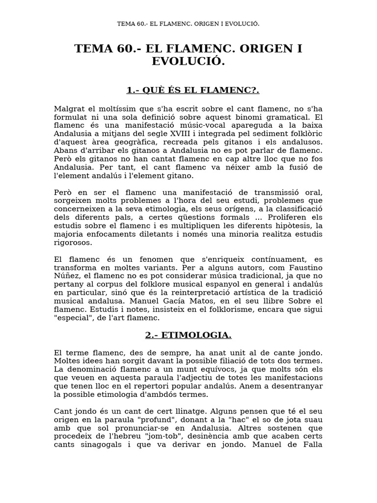 TEMA 60 El Flamencc | PDF