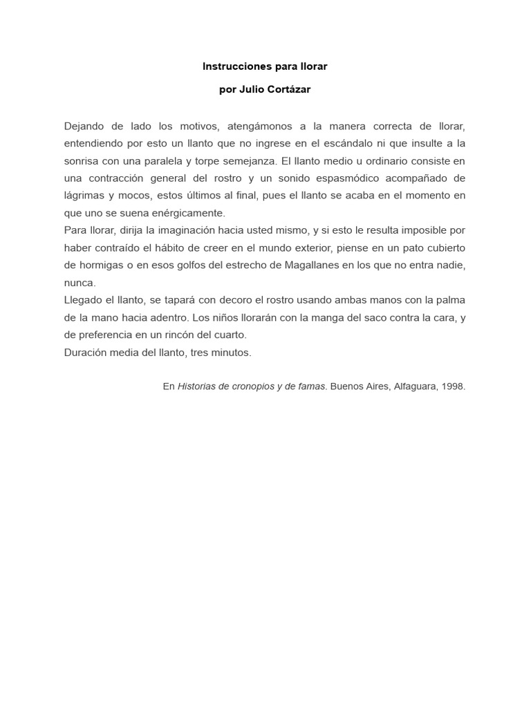 Instrucciones para Llorar | PDF