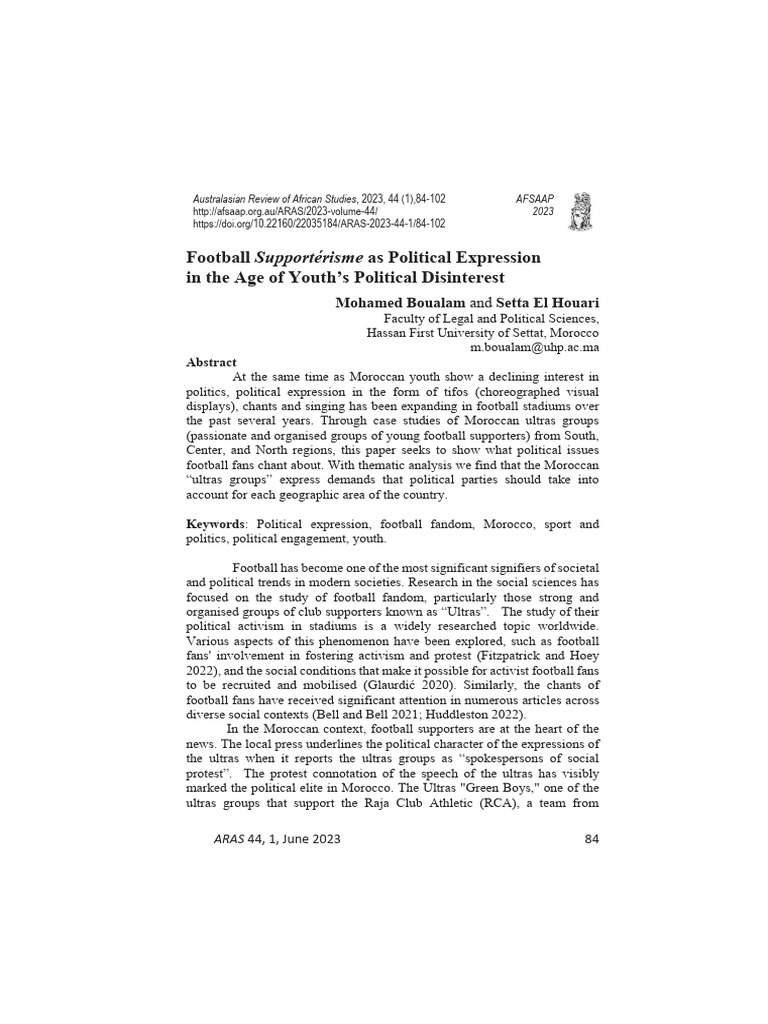 Football Supporterisme As Political Expr | PDF