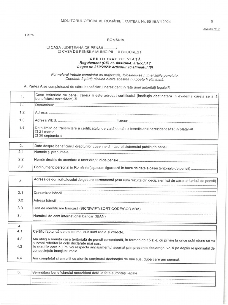 Certificat de Viata | PDF