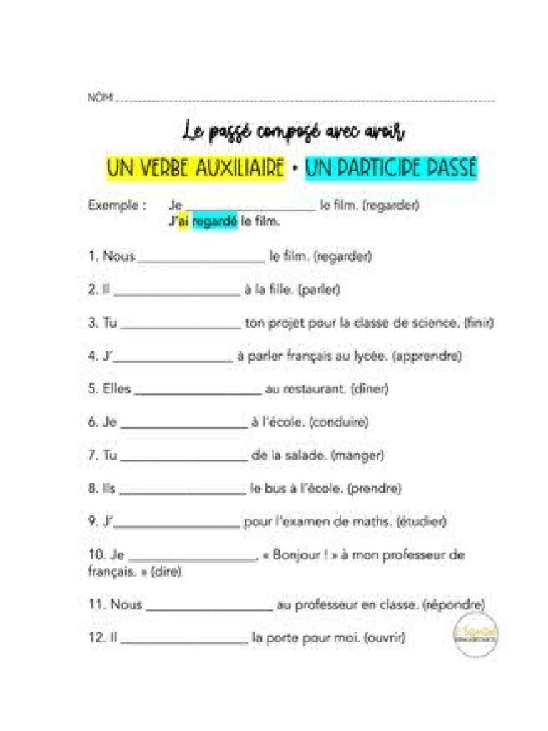 French Form 3 Exercise - 11.03.25 | PDF