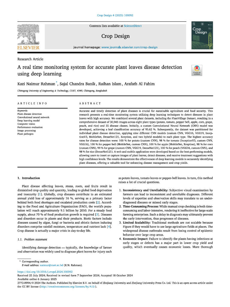 A Real Time Monitoring System For Accurate Plant Leaves Disease ...