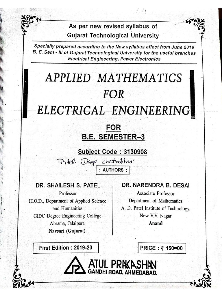 Applied Mathematics For Electrical Engineeringatul | PDF