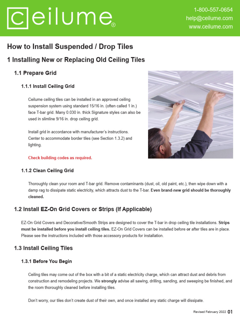 Drop Ceiling Tile Installation Guide | PDF | Ceiling | Tile