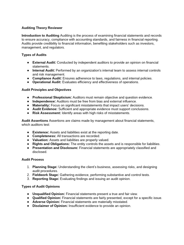 Comprehensive Guide to Auditing Theory | PDF