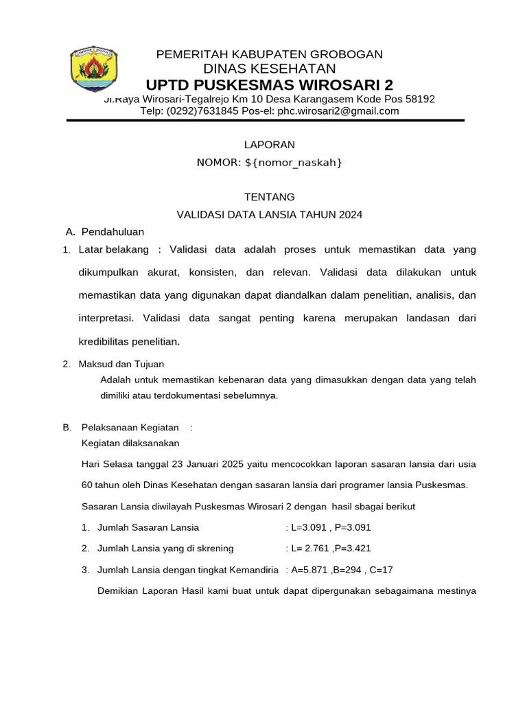 Laporan Hasil Validasi Data Lansia OK | PDF