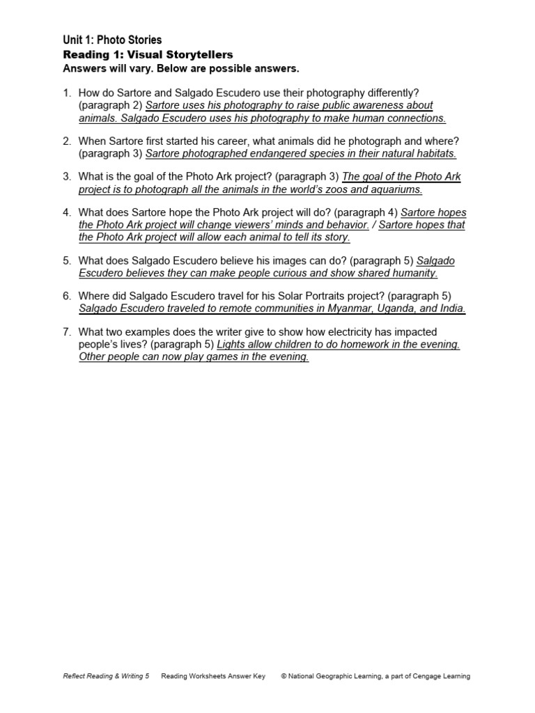 Rw5 Reading Worksheets Answer Key | PDF | Laughter | Tourism