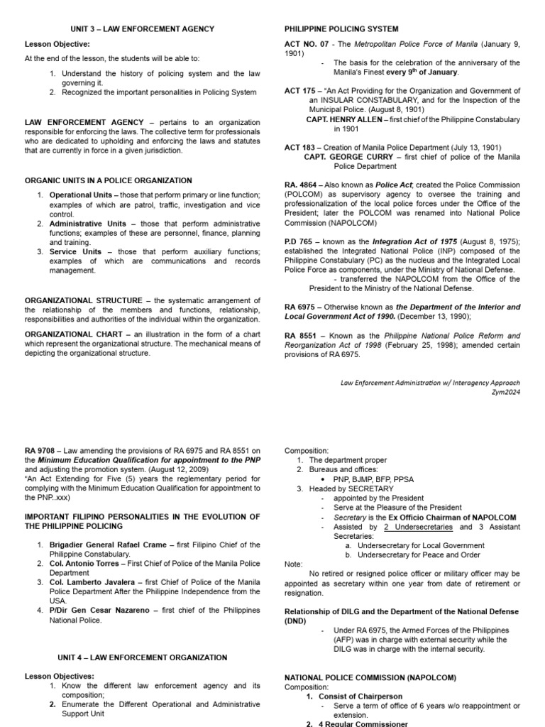 UNIT 3 4 Law Enforcement Agency | PDF | Police | Law Enforcement Agency