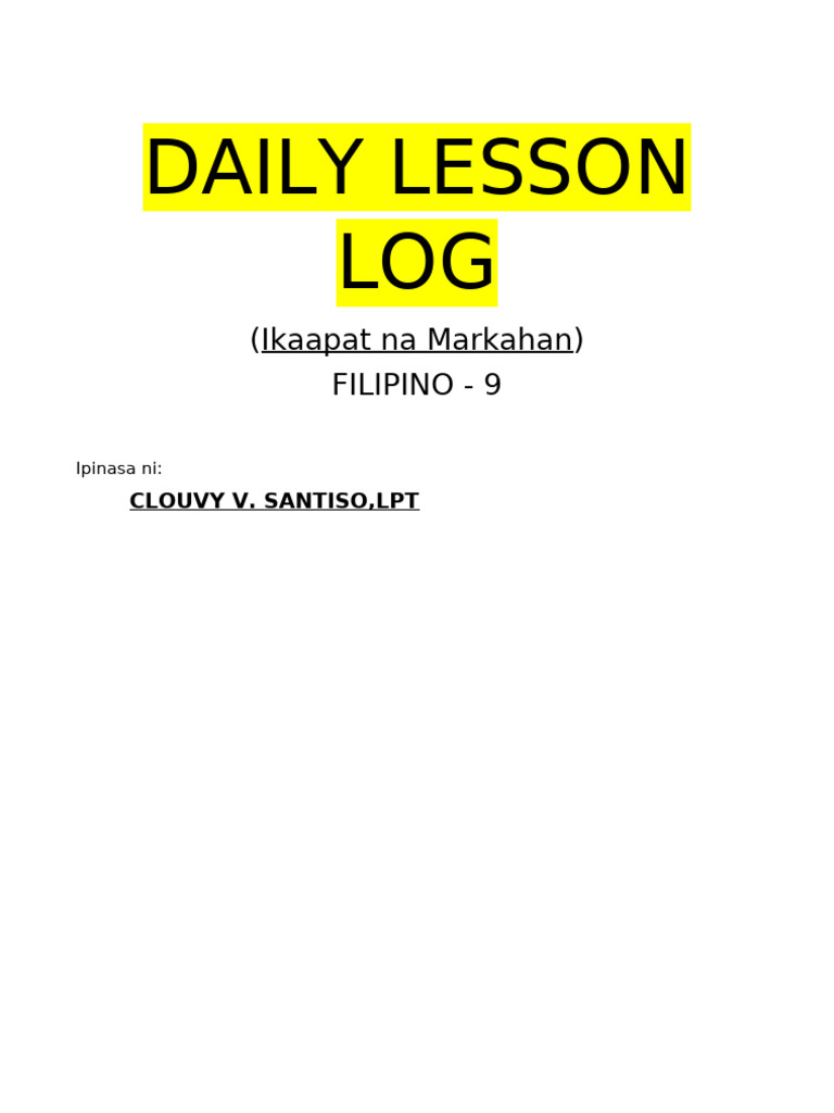 Daily Lesson Log - 4th Quarter Filipino 9 | PDF