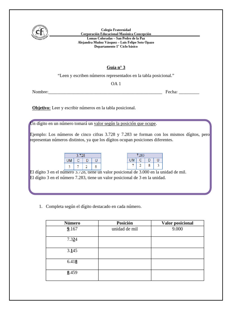 guía n°3 OA 1 | PDF