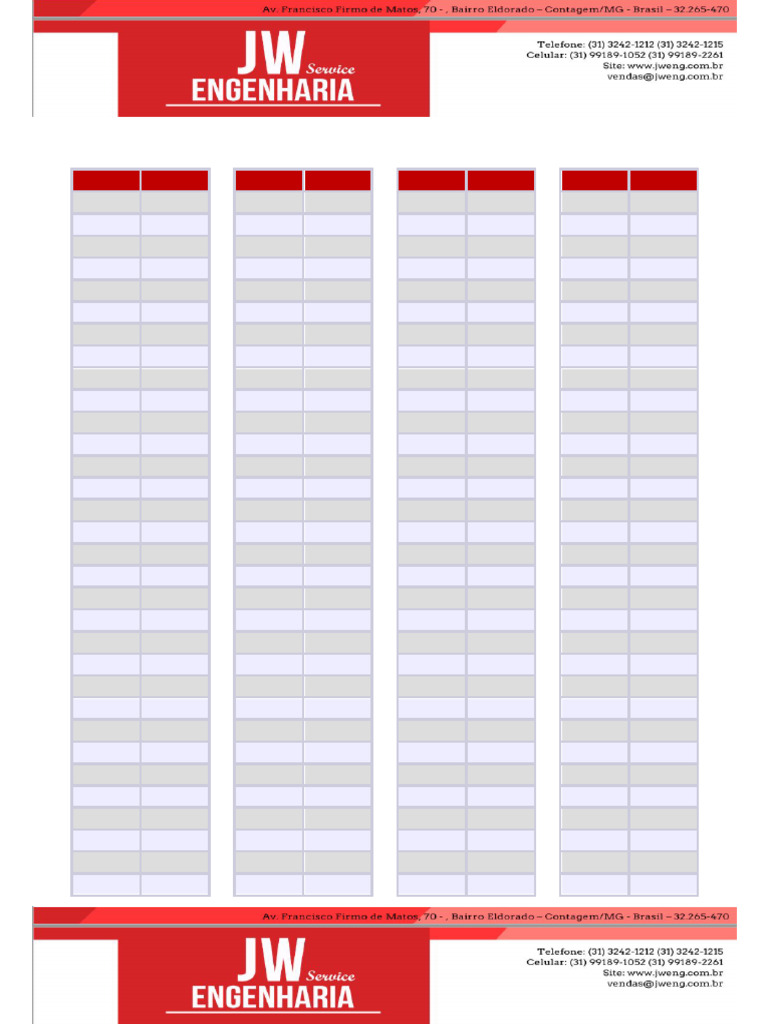 JW Engenharia - Tabela de Conversão de Polegadas para Milimetros | PDF