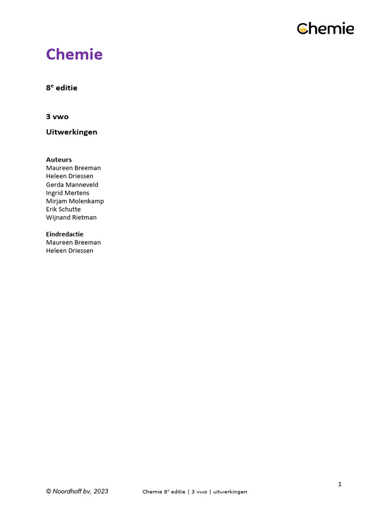 Chemie 3 Vwo 8e Editie - Uitwerkingen - Def | PDF